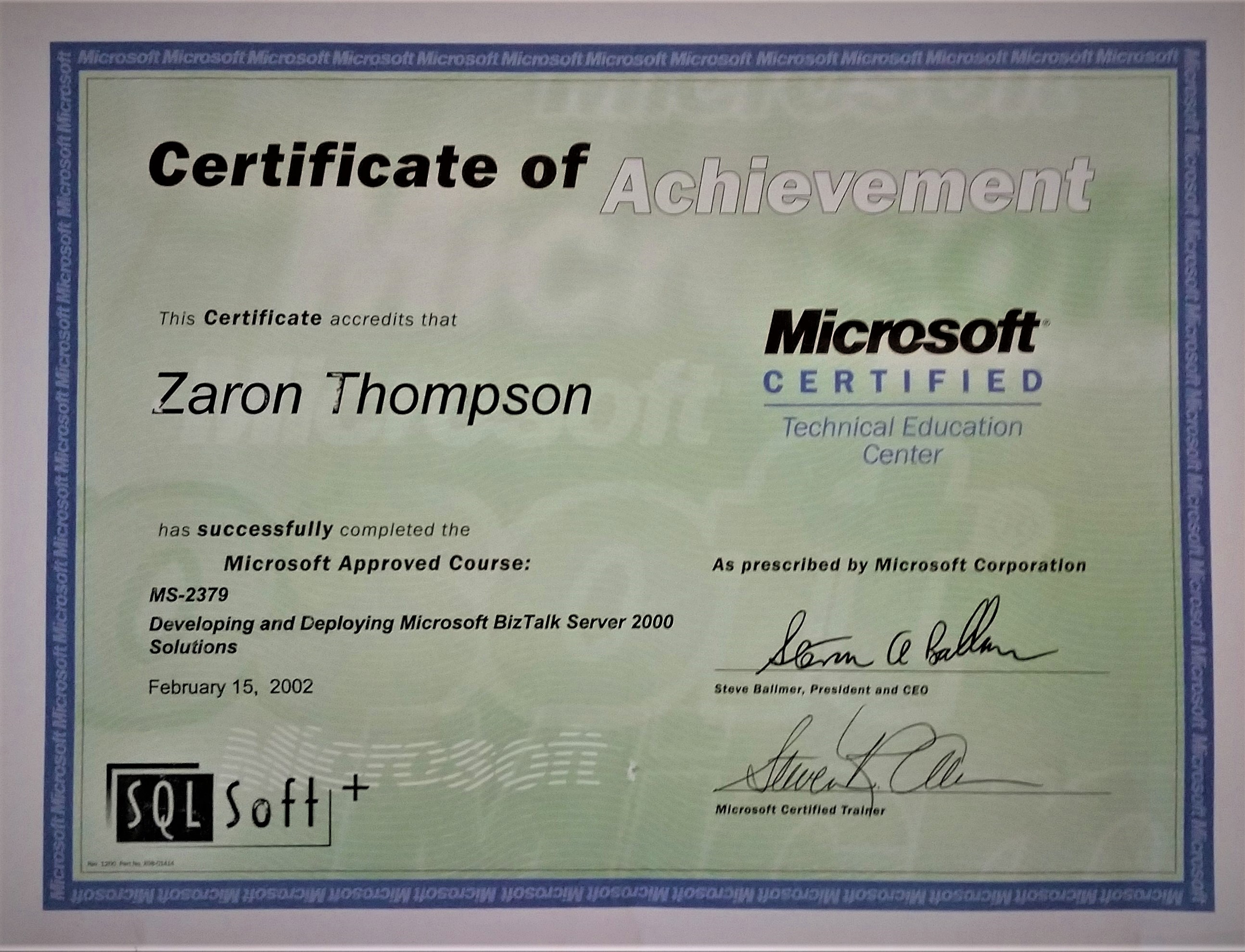 Zaron Thompson - Senior Software Developer